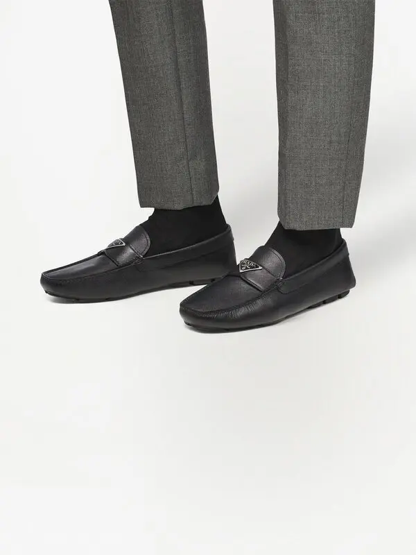 Prada Logo-plaque Leather Loafers