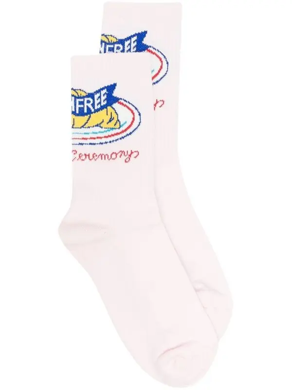 Opening Ceremony Croissant Knit Cotton Socks - Pink