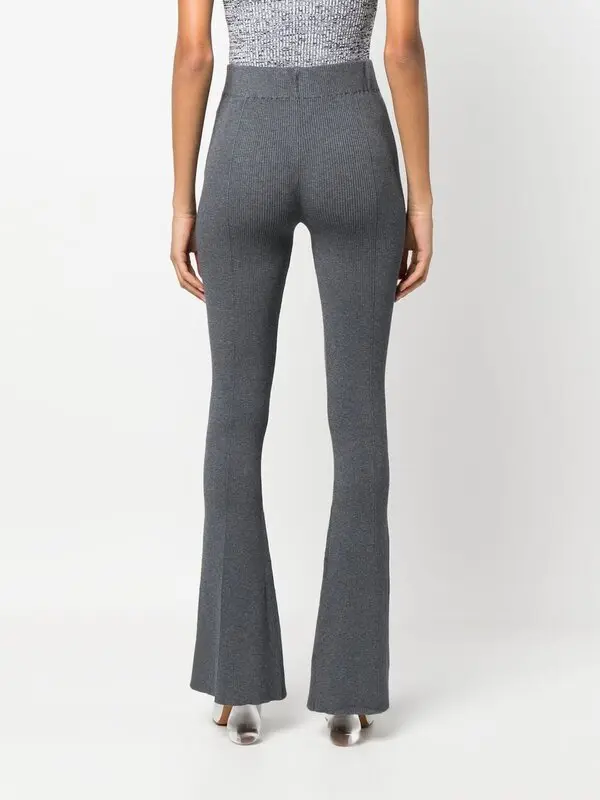 Remain Birger Christensen Rib Knit Trousers With Front Slits - Grey