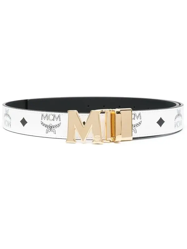 MCM ベルトゴールド&ホワイト 100cm 39.4インチ Mcm Claus Reversible Belt - White | Editorialist