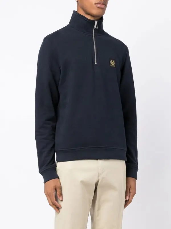 Belstaff Logo-patch Short-zip Sweatshirt - Blue