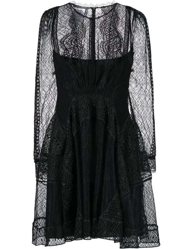 Alberta Ferretti Lace-panel Detail Mini Dress