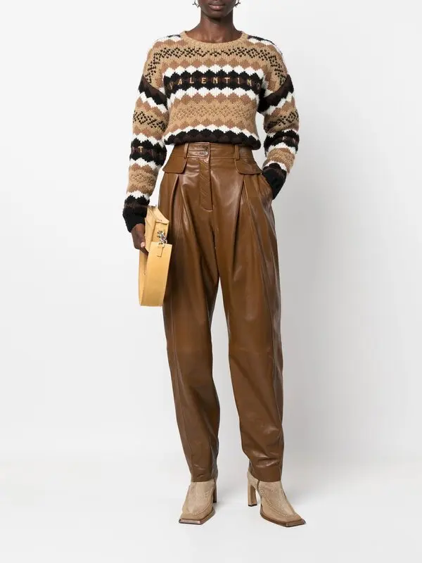Alberta Ferretti High-waisted Leather Trousers