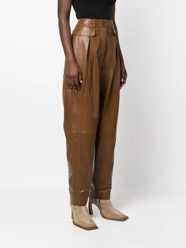 Alberta Ferretti High-waisted Leather Trousers