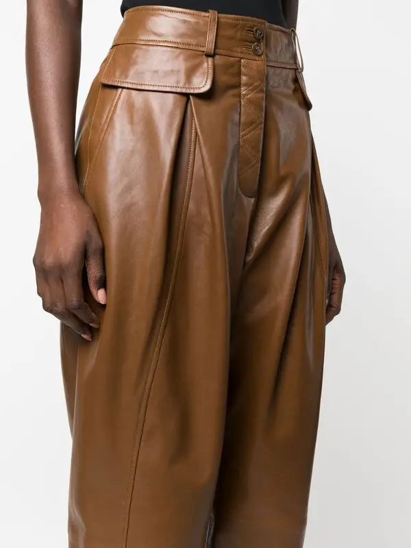 Alberta Ferretti High-waisted Leather Trousers