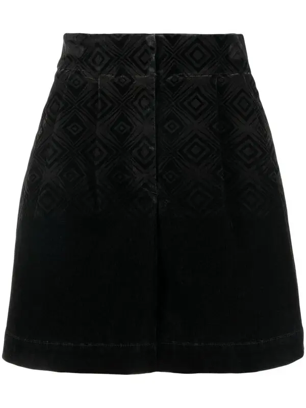 Alberta Ferretti Velvet Geometric Pattern Shorts