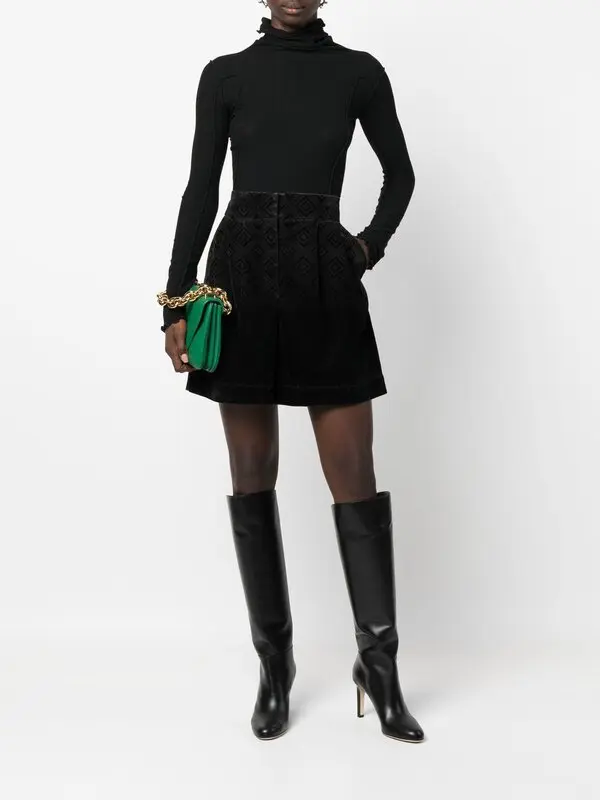 Alberta Ferretti Velvet Geometric Pattern Shorts
