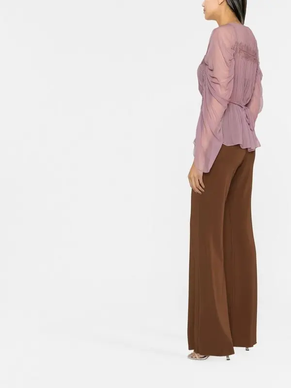 Alberta Ferretti Draped Lace-panel Blouse