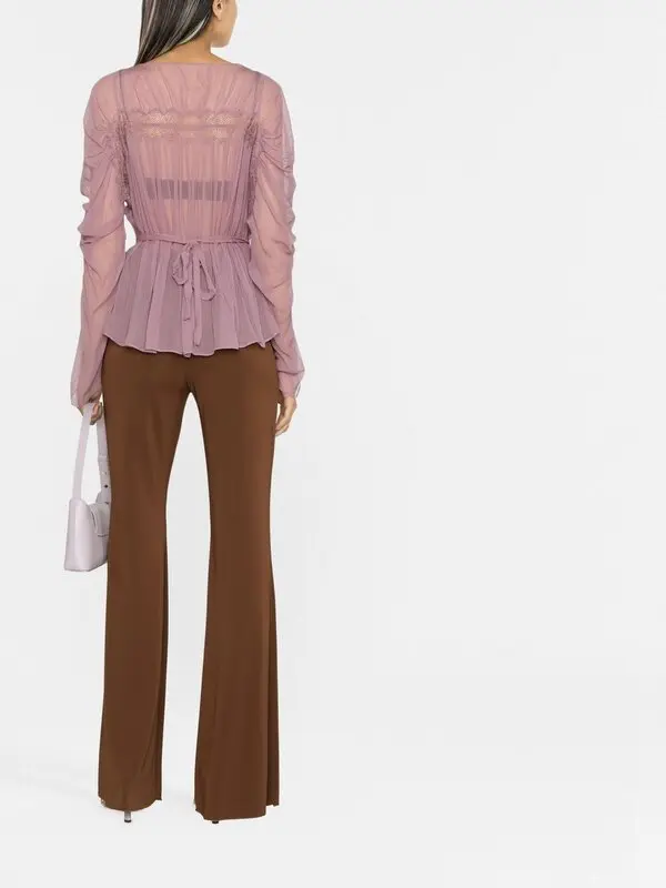 Alberta Ferretti Draped Lace-panel Blouse