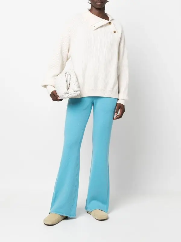Alberta Ferretti Cashmere-virgin Wool Blend Flared Trousers