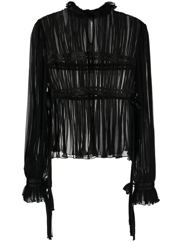 Alberta Ferretti Ruffle-trim Sheer Blouse