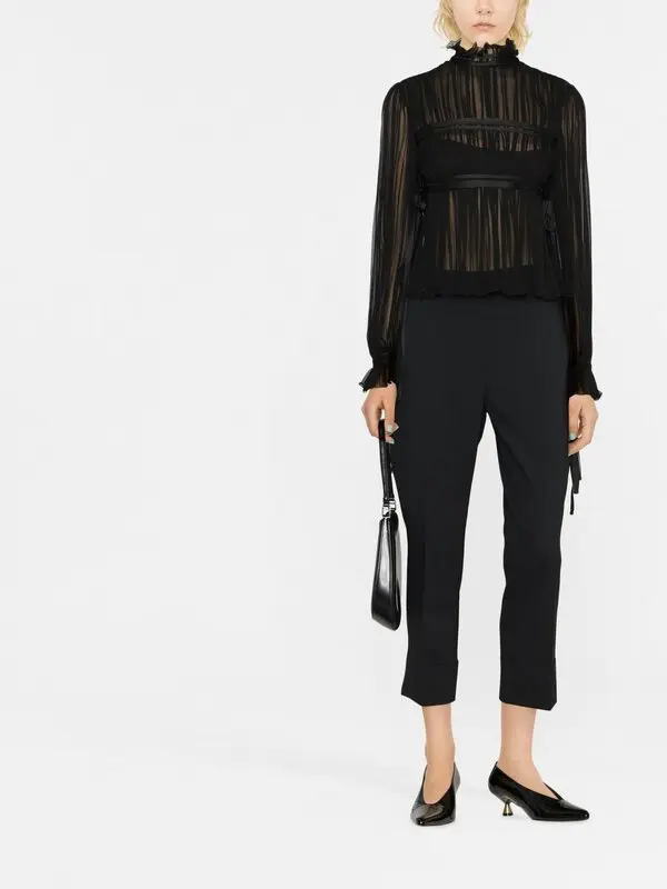 Alberta Ferretti Ruffle-trim Sheer Blouse