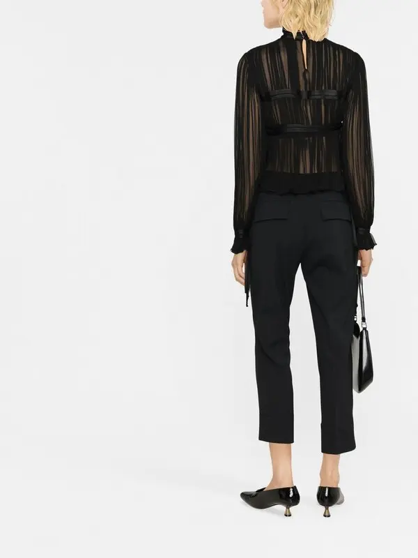 Alberta Ferretti Ruffle-trim Sheer Blouse