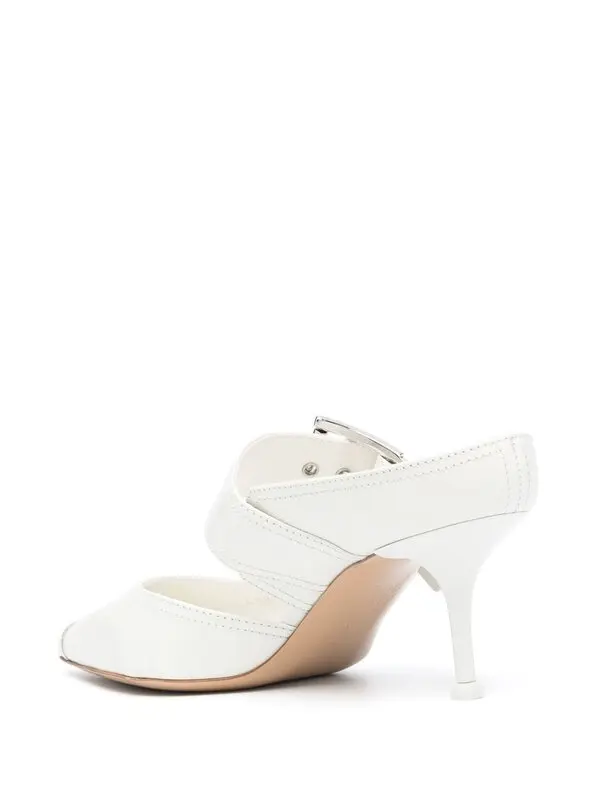 Alexander McQueen Pointed-toe Buckled Mules - White