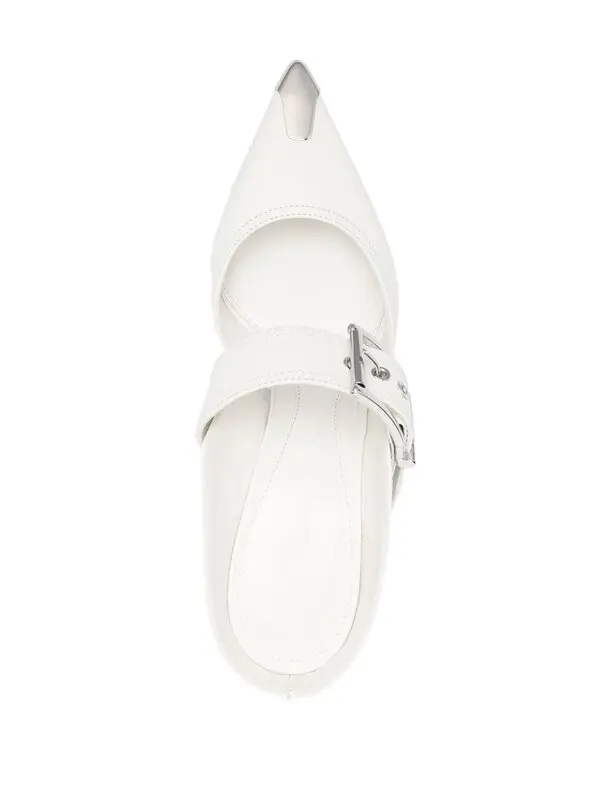 Alexander McQueen Pointed-toe Buckled Mules - White
