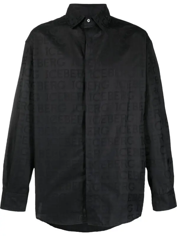 Iceberg Logo-print Long-sleeved Shirt - Black