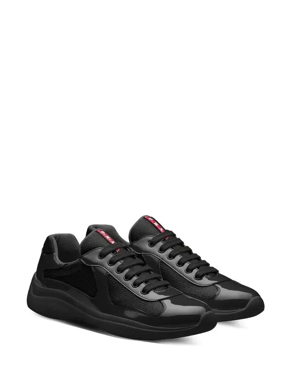 Prada Patent-leather And Technical Fabric America's Cup Sneakers - Black