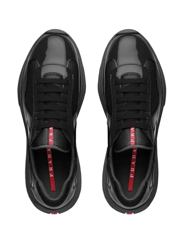 Prada Patent-leather And Technical Fabric America's Cup Sneakers - Black