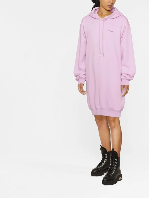Off-White Logo-print Hooded Dress - Pink