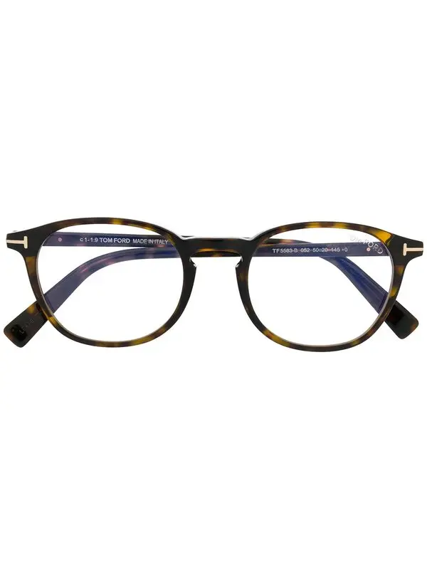 TOM FORD Classic Round Frame Glasses - Brown