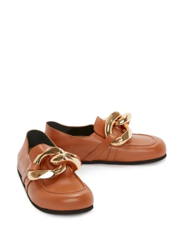 JW Anderson Chain Leather Loafers - Brown