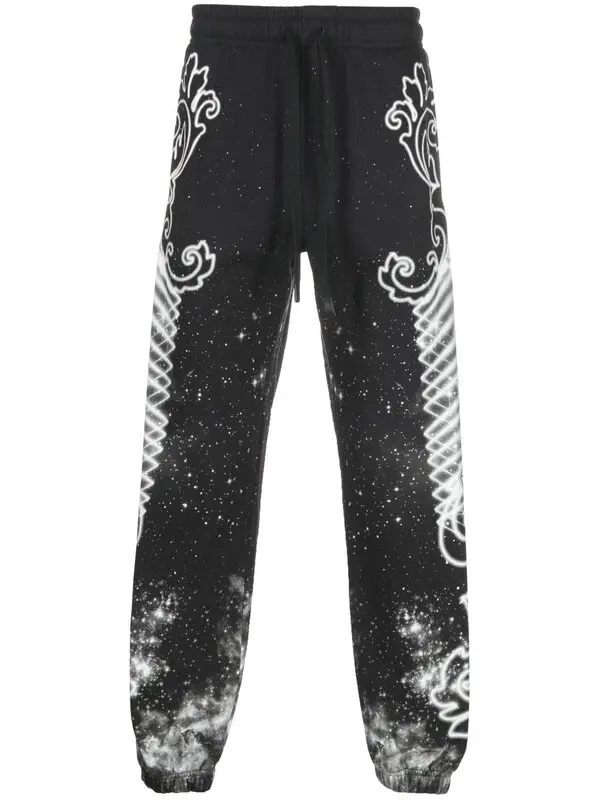 Versace Galaxy-print Cotton Track-pants - Black