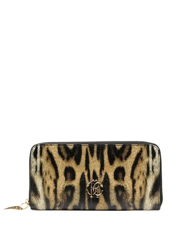 Roberto Cavalli Leopard-print Logo-plaque Wallet