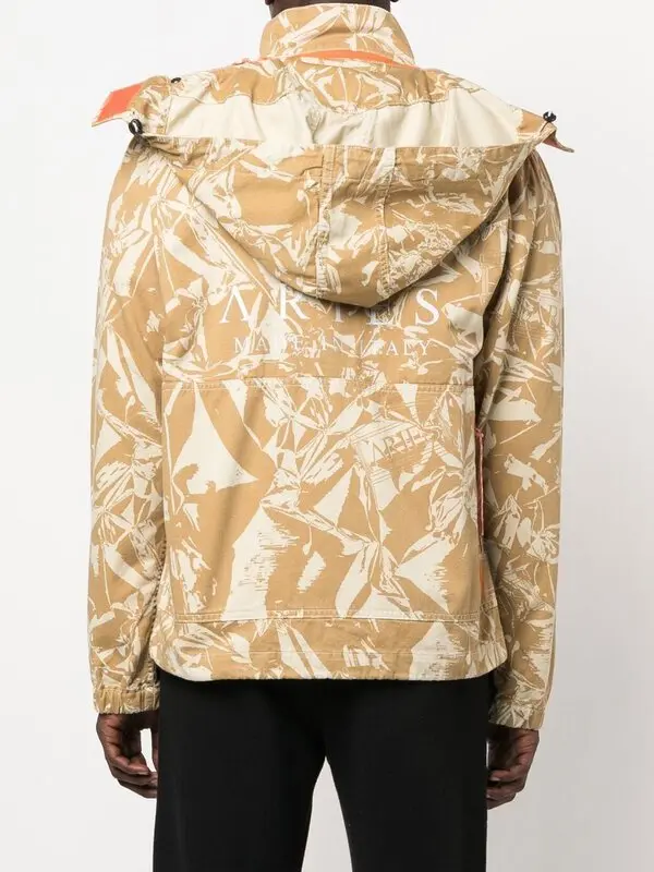 Aries Crinkle Camouflage Hooded Cargo Jacket