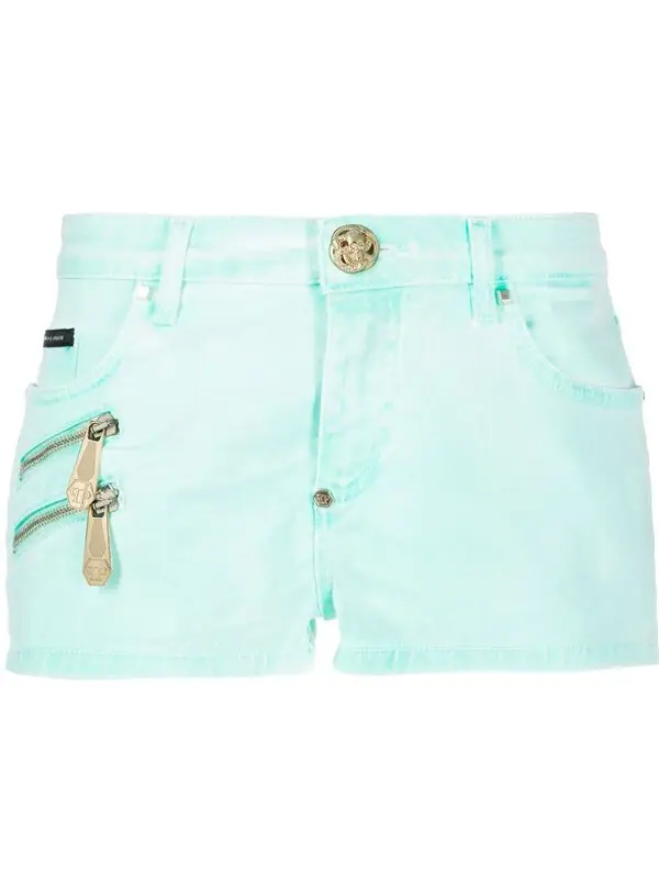 Philipp Plein Biker Denim Shorts - Green