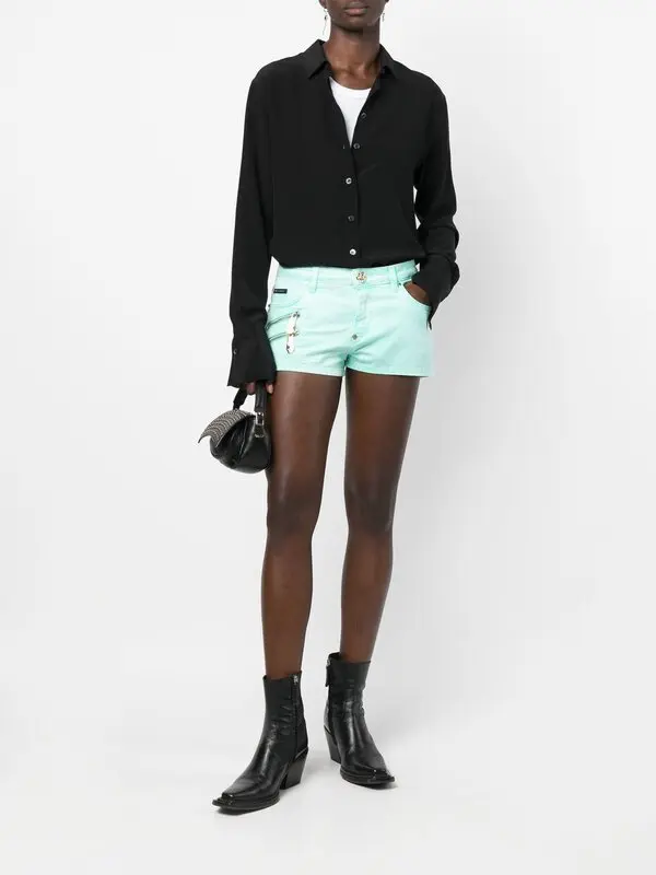 Philipp Plein Biker Denim Shorts - Green