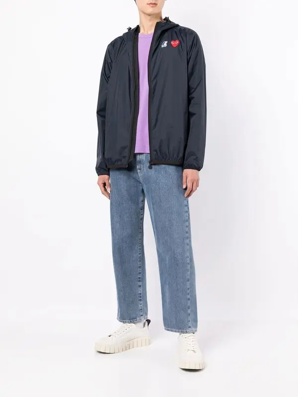 Play Comme Des Garcon X K-way Zipped Hooded Jacket - Blue