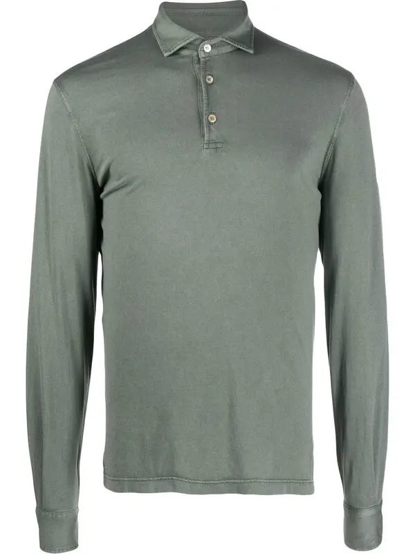 Fedeli Long-sleeved Polo Shirt - Green