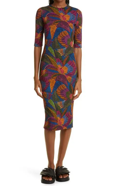 Farm Rio Macaws Jersey Midi Dress - Dotted Macaws