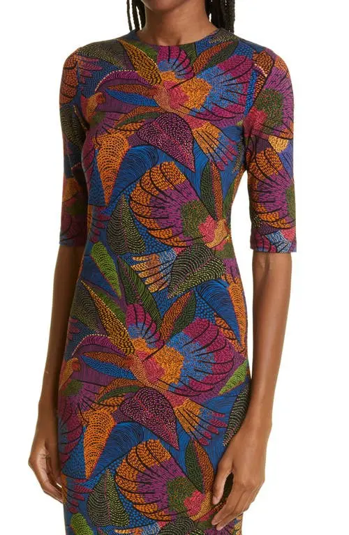 Farm Rio Macaws Jersey Midi Dress