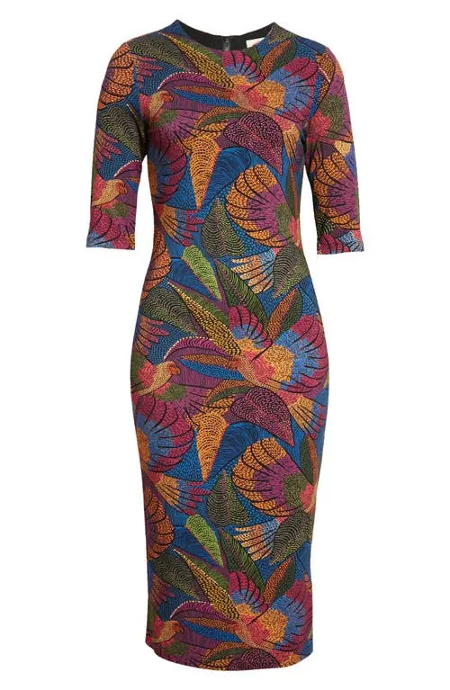 Farm Rio Macaws Jersey Midi Dress