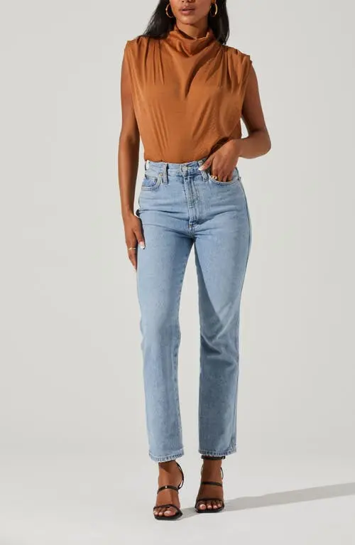 Astr The Label Rumpled Satin Sleeveless Top
