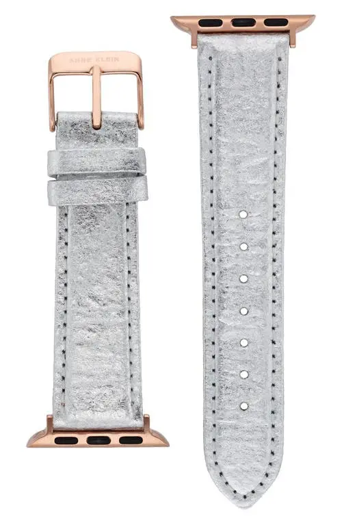 Anne Klein Iconsidered Pineapple Leather Apple Watch® Band - Silver