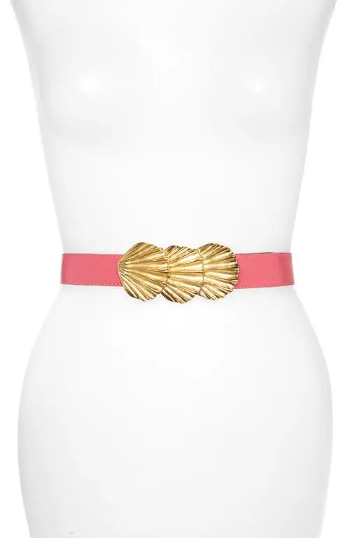 RAINA BELTS Sally Shell Clasp Leather Belt - Pink