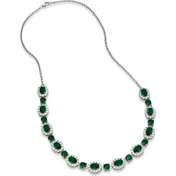 SAVVY CIE JEWELS Cubic Zirconia Halo Necklace - Green