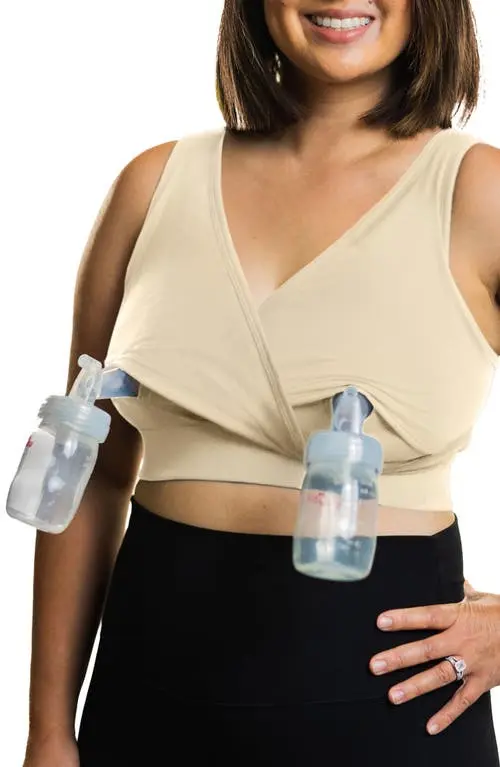 LOVE AND FIT Everyday Luxe Maternity/nursing Pumping Wireless Bra - Cream