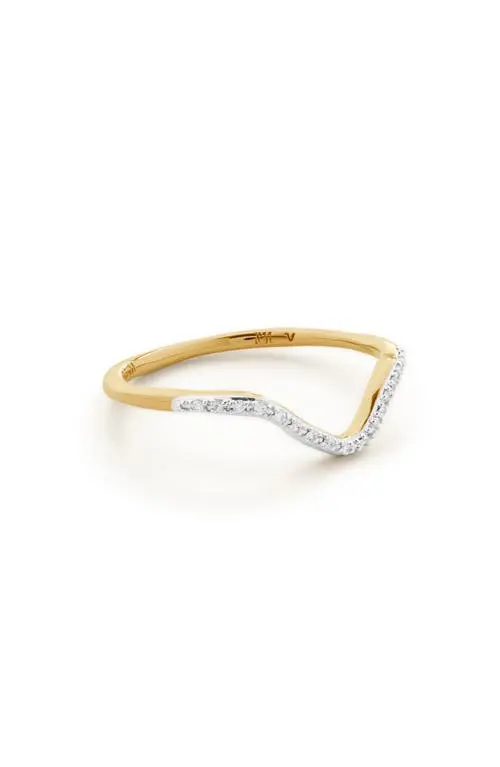Monica Vinader Riva Diamond Wishbone Ring - 18ct Gold Vermeil On Sterling