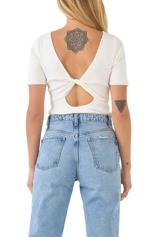English Factory Twist Cutout Back Top - Off White