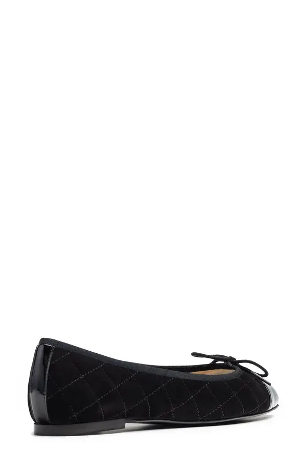 JON JOSEF Belle Quilted Ballerina Flat - Black Suede