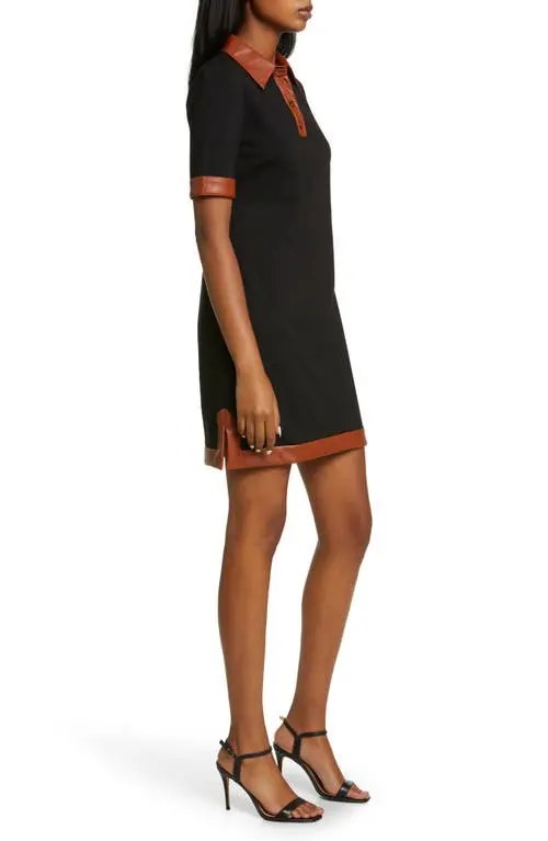 Eliza J Faux Leather Trim Shirtdress