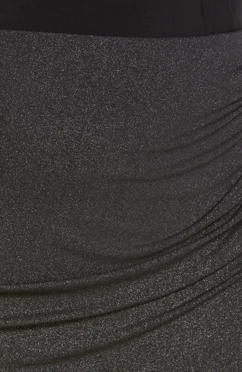OPEN EDIT Draped Sparkle Midi Skirt