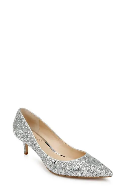 Badgley Mischka Royalty Kitten Heel Pump - Silver Disco