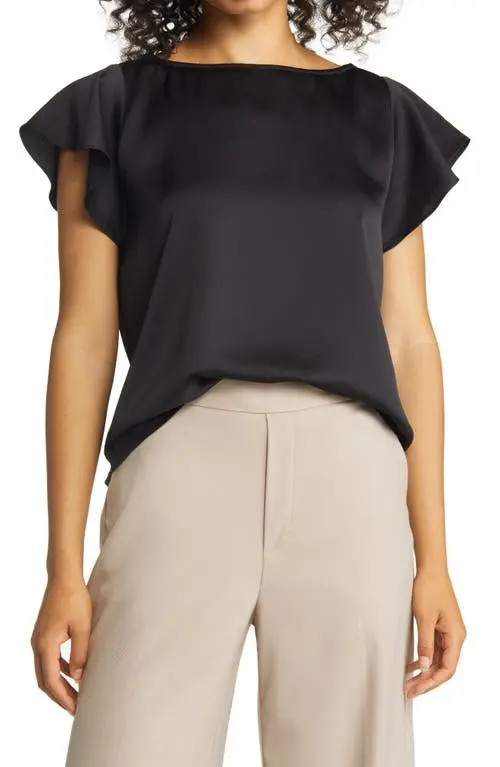 Nordstrom Ruffle Sleeve Blend Satin Top