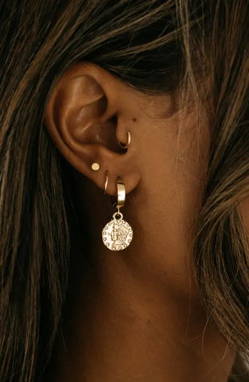 CHILD OF WILD Stella Coin Drop Huggie Earrings