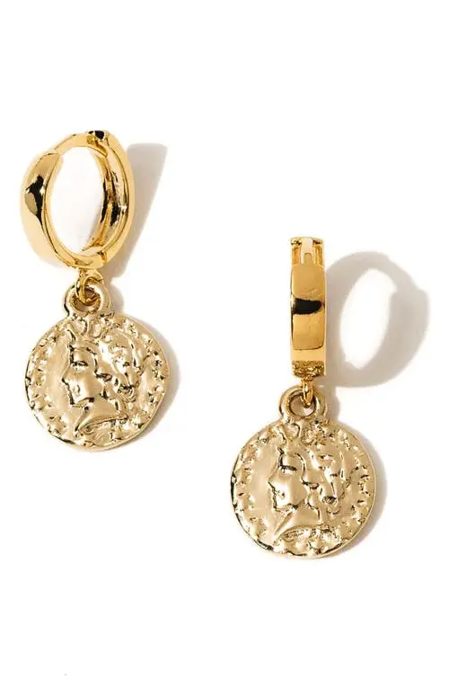 CHILD OF WILD Stella Coin Drop Huggie Earrings - Gold