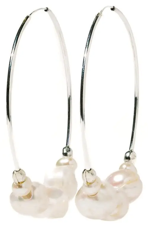 CHILD OF WILD Tefnut Freshwater Pearl Hoop Earrings - Silver